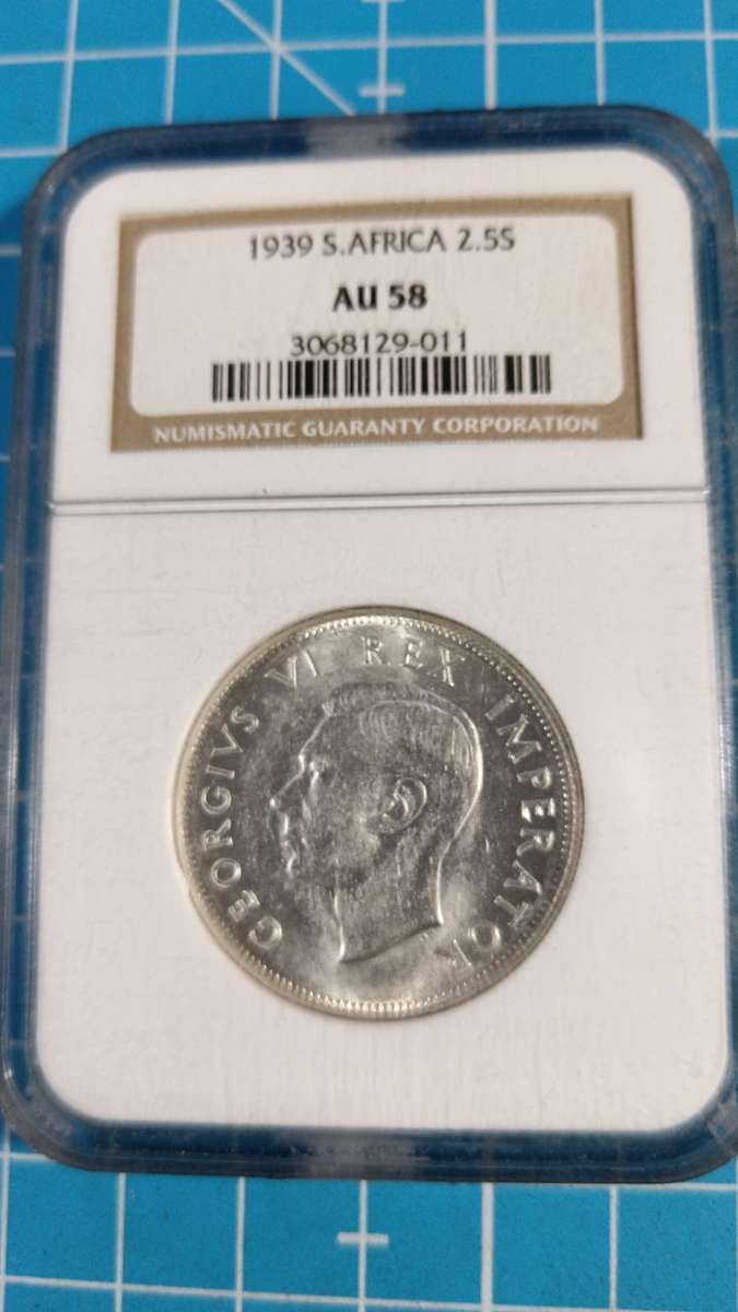 Two and a Half Shillings - 1939 2 1/2 shilling graded AU58 by NGC for sale in Heidelberg (ID ...