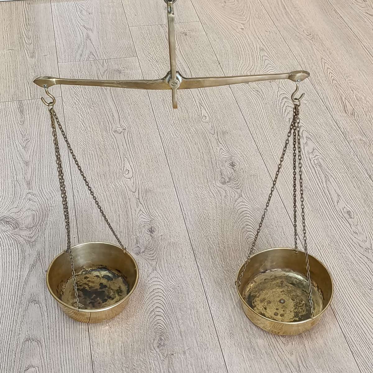 Scales & Weights - Antique brass hanging balancing scale was listed for ...