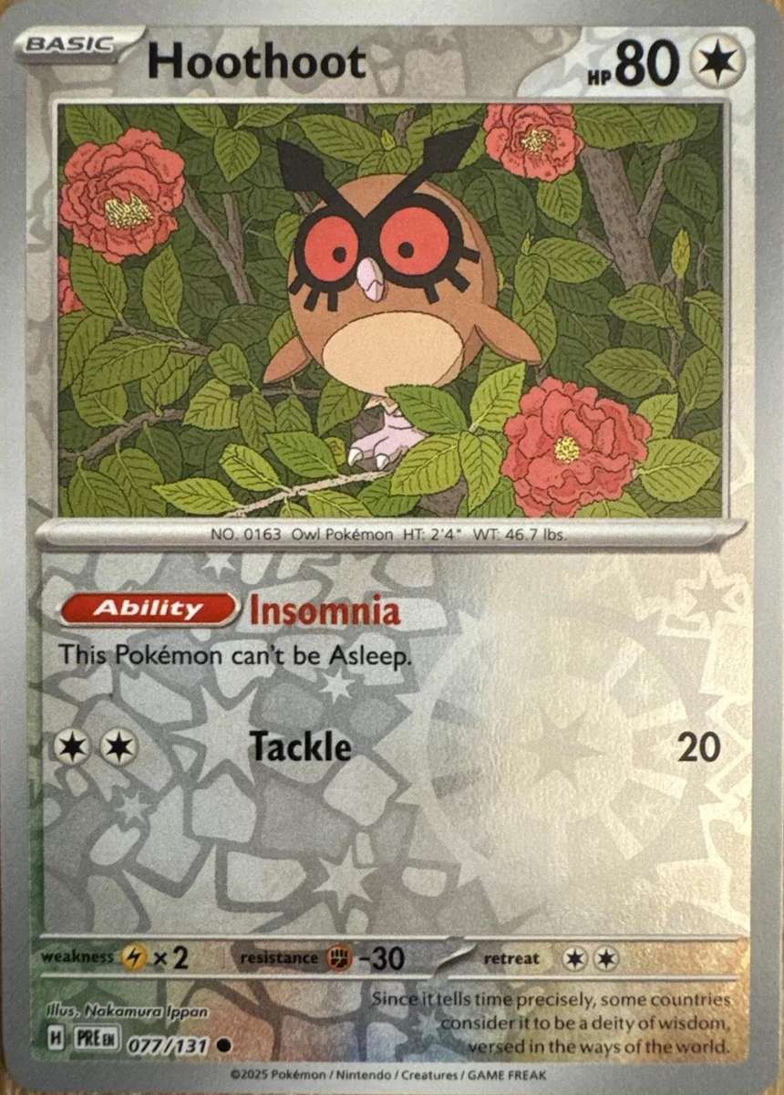 Trading Cards - Pokemon Trading Card Game - Hoothoot [Reverse] #77 - Prismatic Evolutions was ...