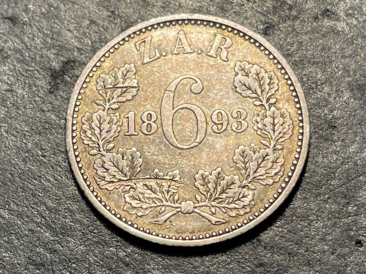 Sixpence - ZAR Silver 1893 Sixpence (6d) coin - President Kruger issue ...