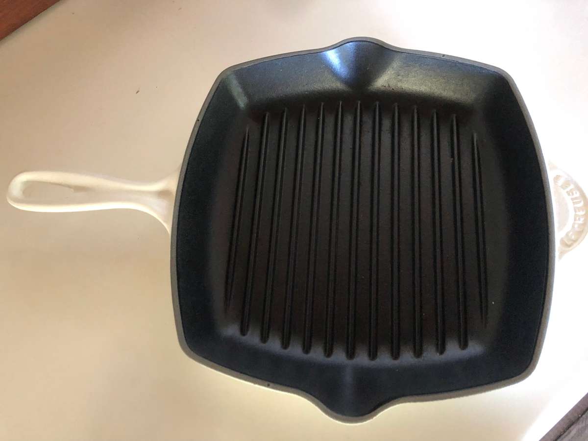 Pans - Le Creuset 30cm cast iron griddle / skillet pan - White was sold ...