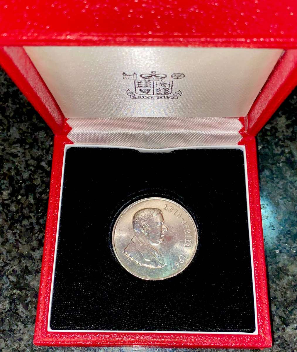 One Rand - South Africa. Silver R1 -- 1967 Afrikaans good condition in ...