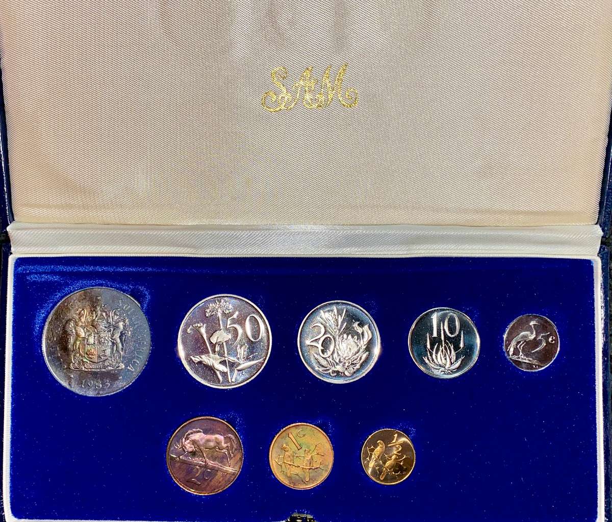 Proof Sets - South Africa Proof set silver R1 TO 1/2 cent 1983 blue SA ...