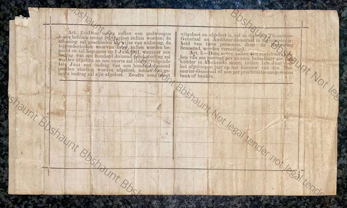 ZAR Bank Notes - Z.A.R Pietersburg 1 pound Government Noot Dutch 1901 ...