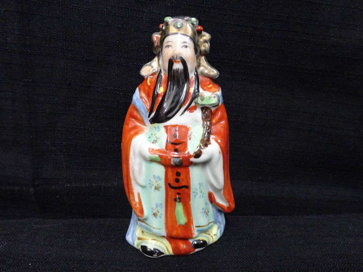 Oriental - Vintage Hand-Painted Chinese God Statue Of Wealth - CAI Shen Ye Porcelain Statue for ...