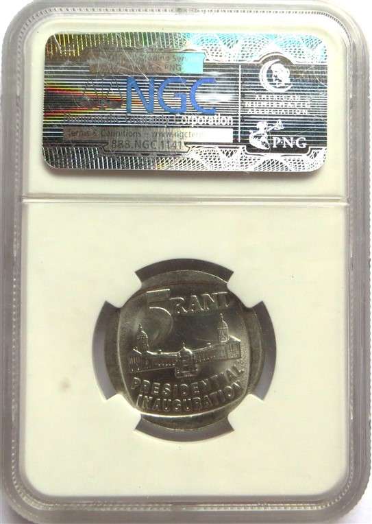 Inauguration R5 - 1994 NGC graded MS62 Mandela Presidential Inauguration R5 Partial Steps was ...
