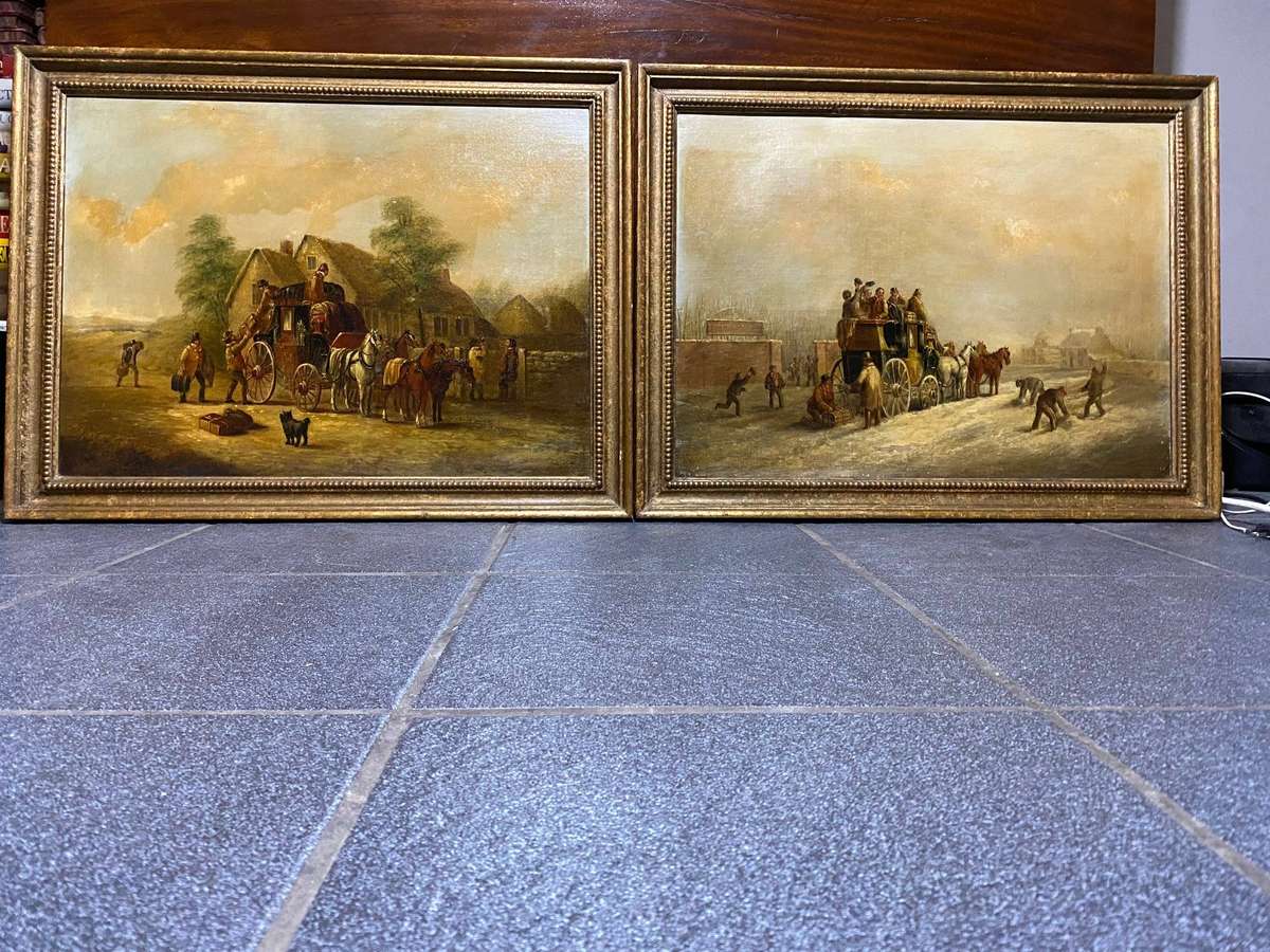 Paintings - John Charles Maggs - Pair Of Oil On Canvas Paintings 19th ...