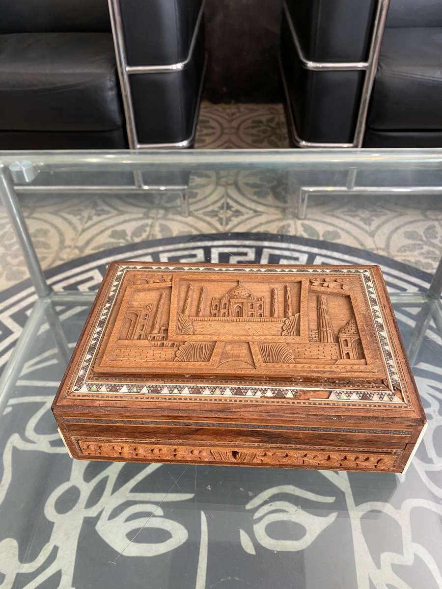 Other Antiques & Collectables - Vintage wooden hand made box with inlays damaged as show on ...