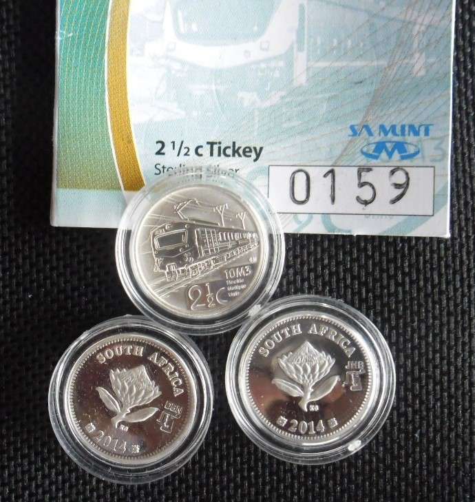 Two and a Half Cent - 2014 SILVER PROOF 2.5 CENT PLUS MINT MARK JHB AND DBN 2.5 CENT MINTAGE ...