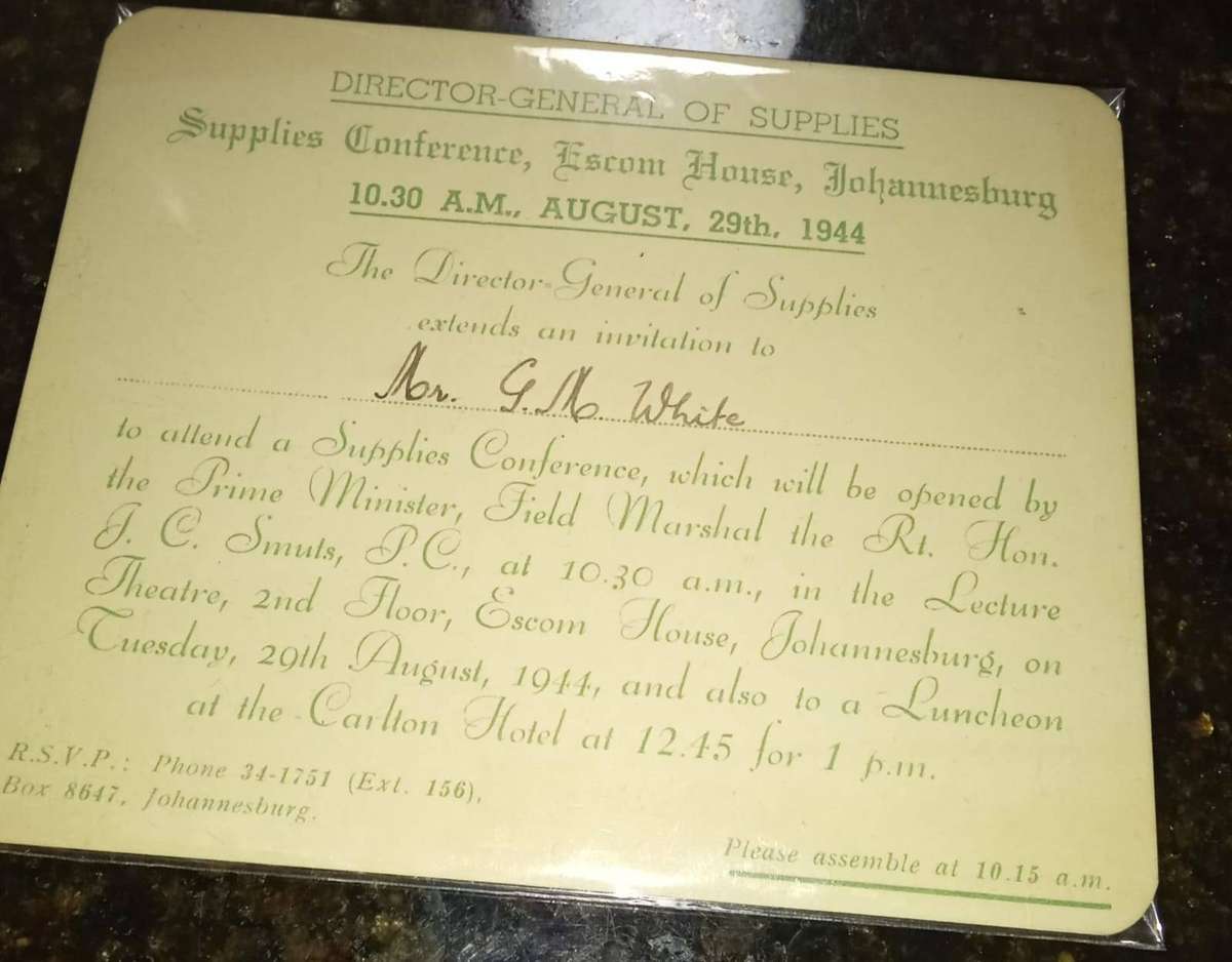 Documents & Literature - Wartime Supplies Conference Invitation, Escom ...