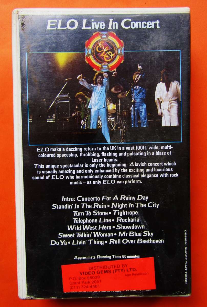 Pop Rock - ELO Live in Concert - 80's VHS Video Tape for sale in ...
