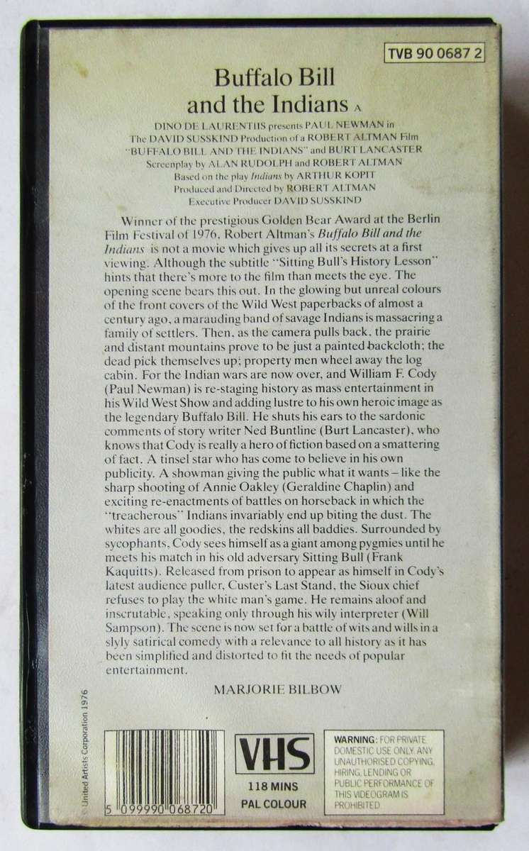 Movies - Buffalo Bill and the Indians - Paul Newman - Western Movie VHS ...