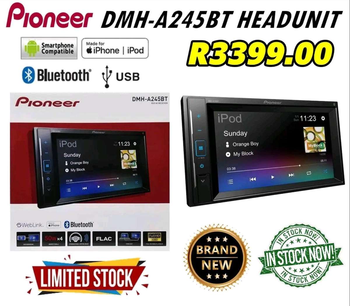 Car Radios - Pioneer DMH-A245BT Double Din Radio was listed for 3,399.00 on 9 May at 10:31 by In ...
