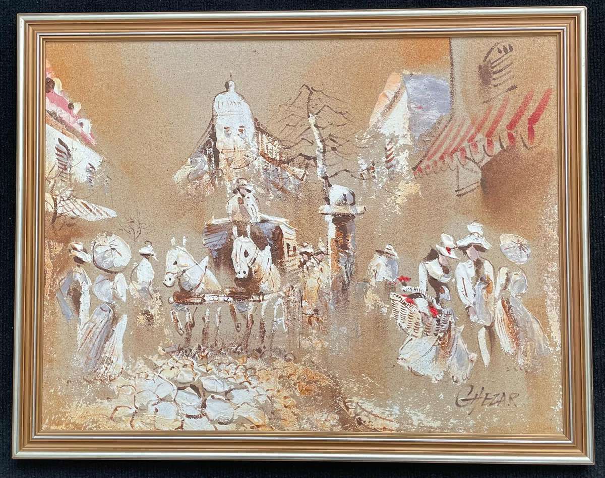 Paintings - ORIGINAL BORIS CHEZAR (1913-2008) OIL/SAND PAINTING for ...