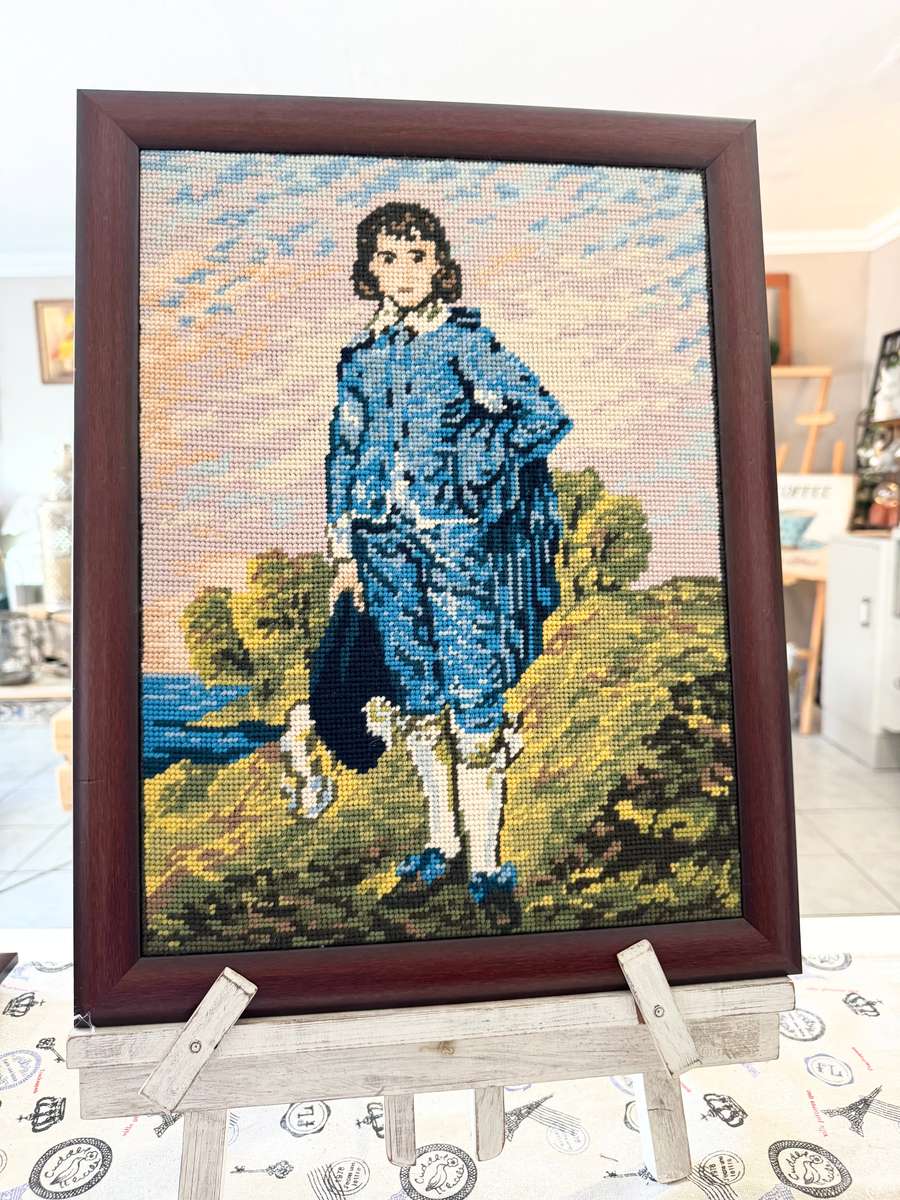 Tapestries & Embroideries - Vintage timber framed Blue Boy tapestry was ...