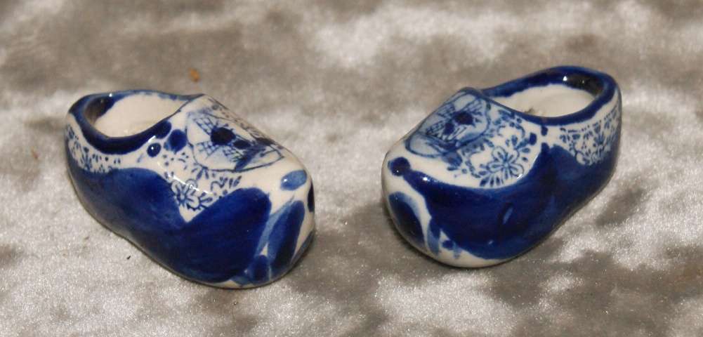 Dutch Porcelain - Pair of miniature Delft clogs was sold for 50.00 on ...