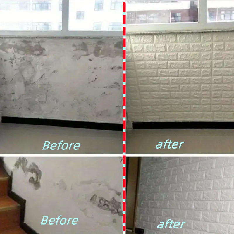 Wall Decals - 40pcs Waterproof 3D Foam Wall Tile Stickers Texture ...