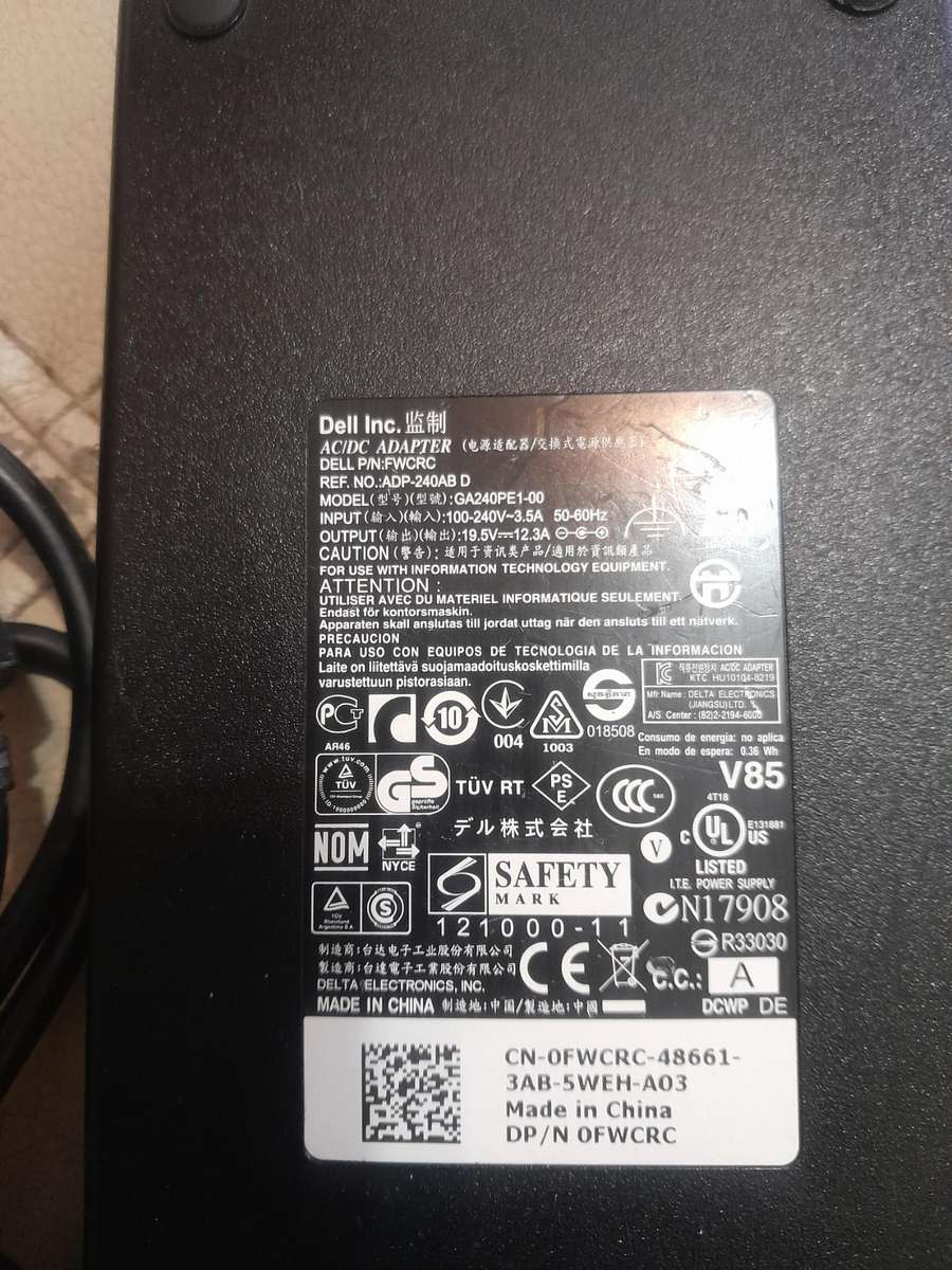 Chargers - Genuine Dell GA240PE1-00 240w dell Alienware m17x, precision mobile workstations 19 ...