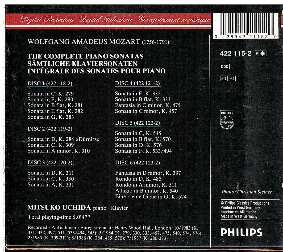 Classical - Mozart: The Complete Piano Sonatas 6 CD set - Mitsuko Uchida for sale in Bellville ...