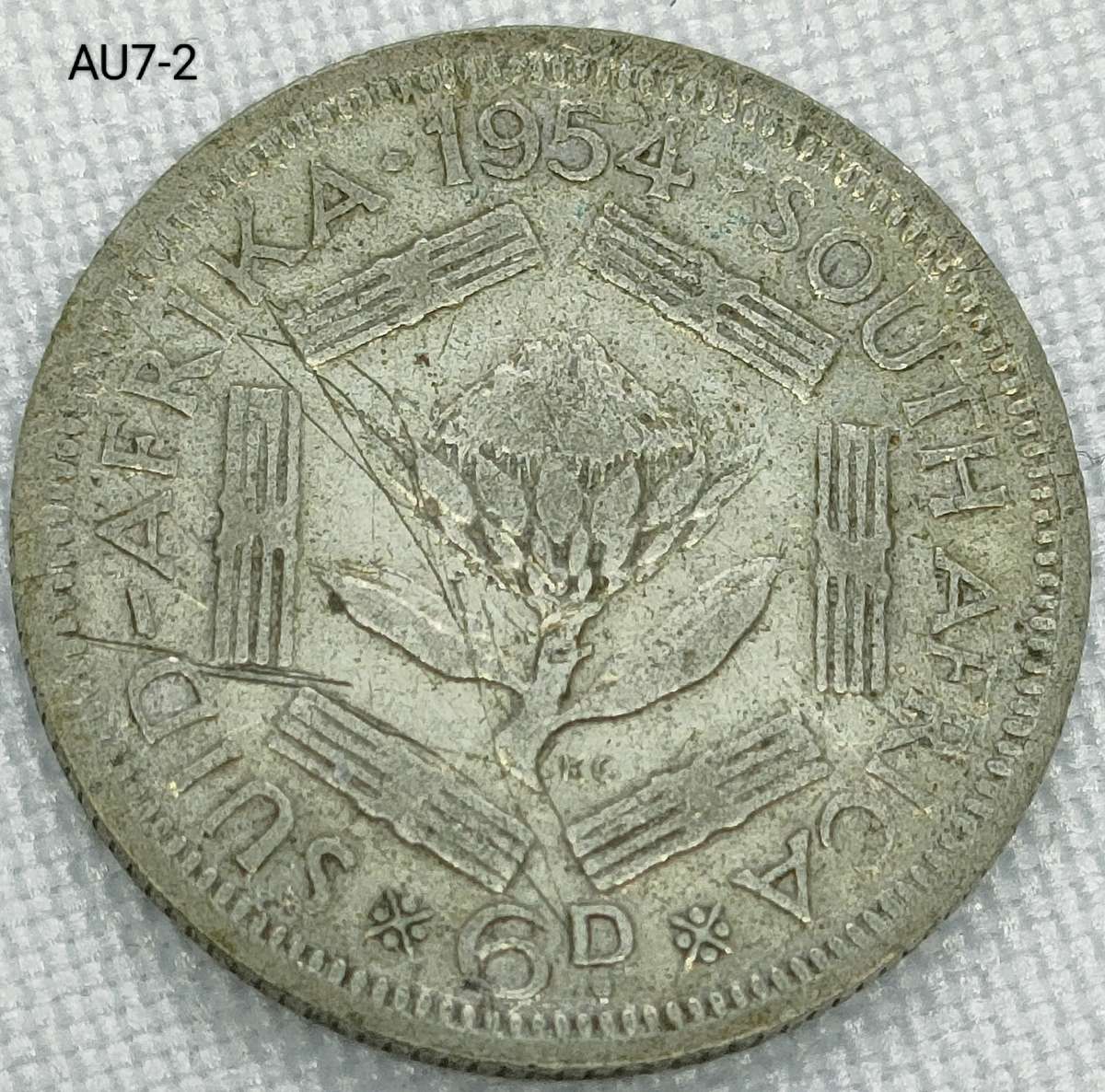 Sixpence - 1954 Union of SA sixpence - .500 silver coin was sold for 45.00 on 9 Apr at 10:31 by ...