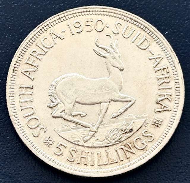Five Shillings - 1950 SA Union 5 Shilling 80% Silver Full Detail ...