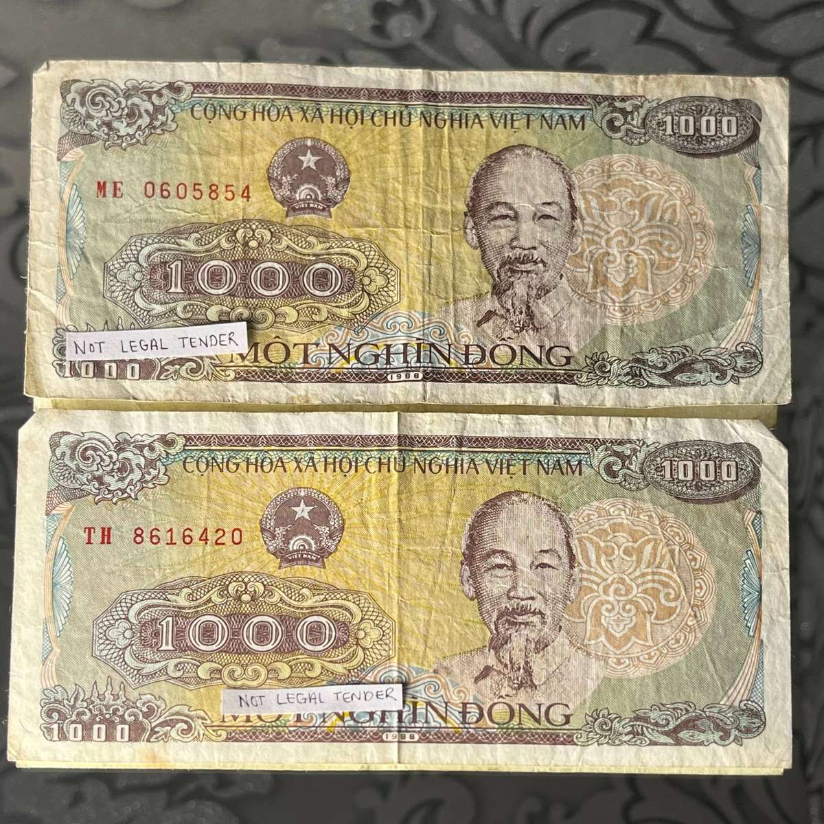 Asia - Vietnam 2 x 1000 Dong Banknotes 1980 Issue Ho Chi Minh for sale ...