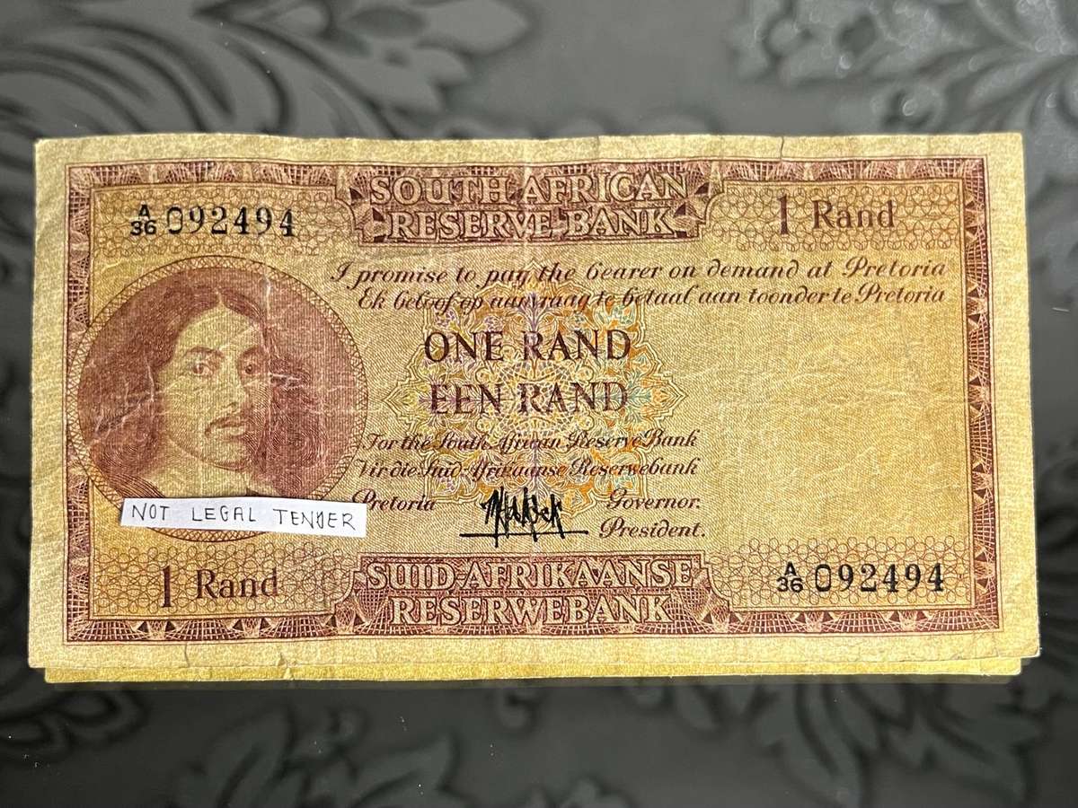 MH de Kock - South Africa 1 Rand 1961 Banknote for sale in Parys (ID ...