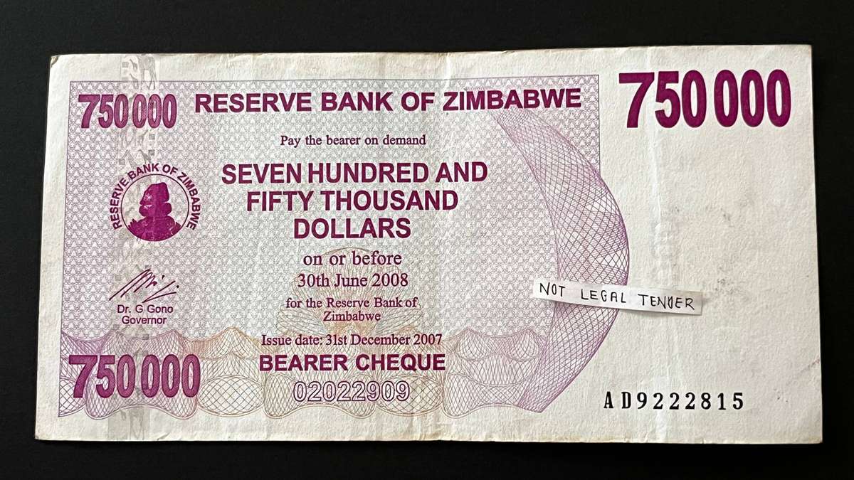 Africa - Zimbabwe 750,000 Dollar Bearer Cheque | Reserve Bank of ...