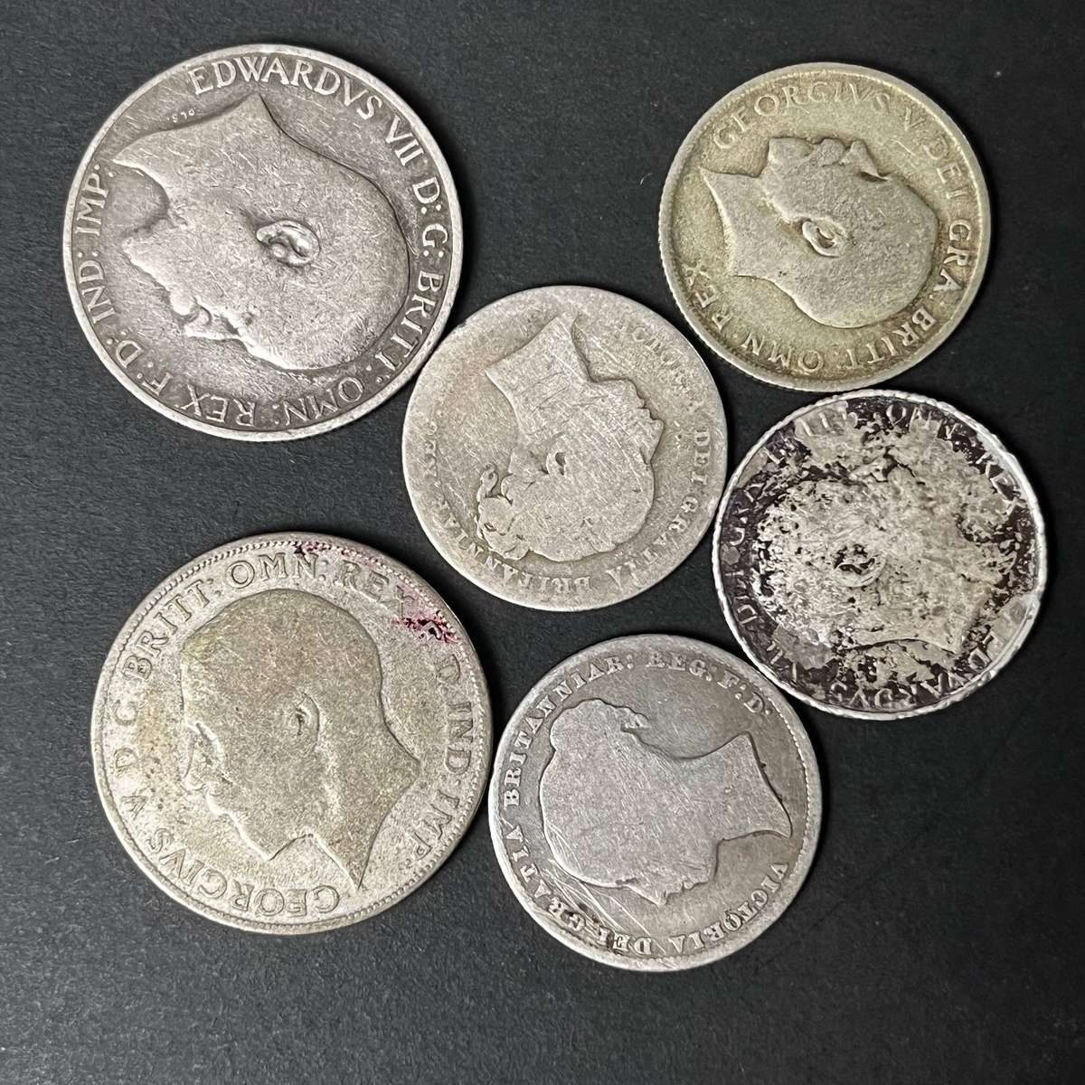 Great Britain - Old British Silver Coin Lot Florin, Shilling & Sixpence ...