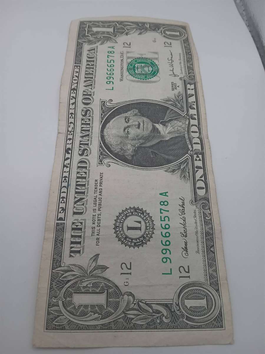 The Americas - ONE 2003 USA ONE DOLLAR BANK NOTE - SERIAL NR L99666578A ...