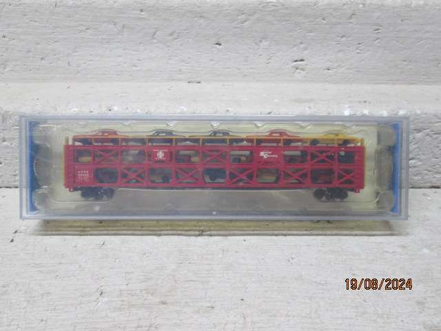 Rolling Stock - N SCALE - BACHMANN - SANTE FE 89 FOOT TRI-LEVEL CAR CARRIER - BOXED for sale in ...
