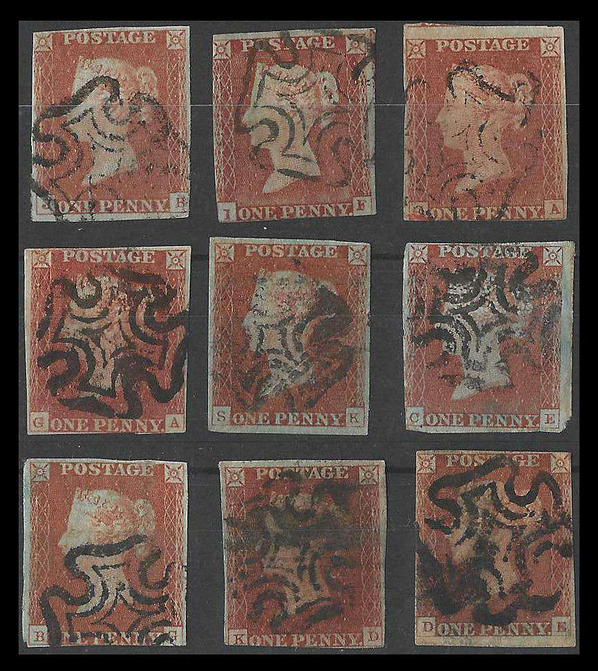 England - Great Britain. 9 Imperf Penny Reds with Maltese Crosses. Cat ...