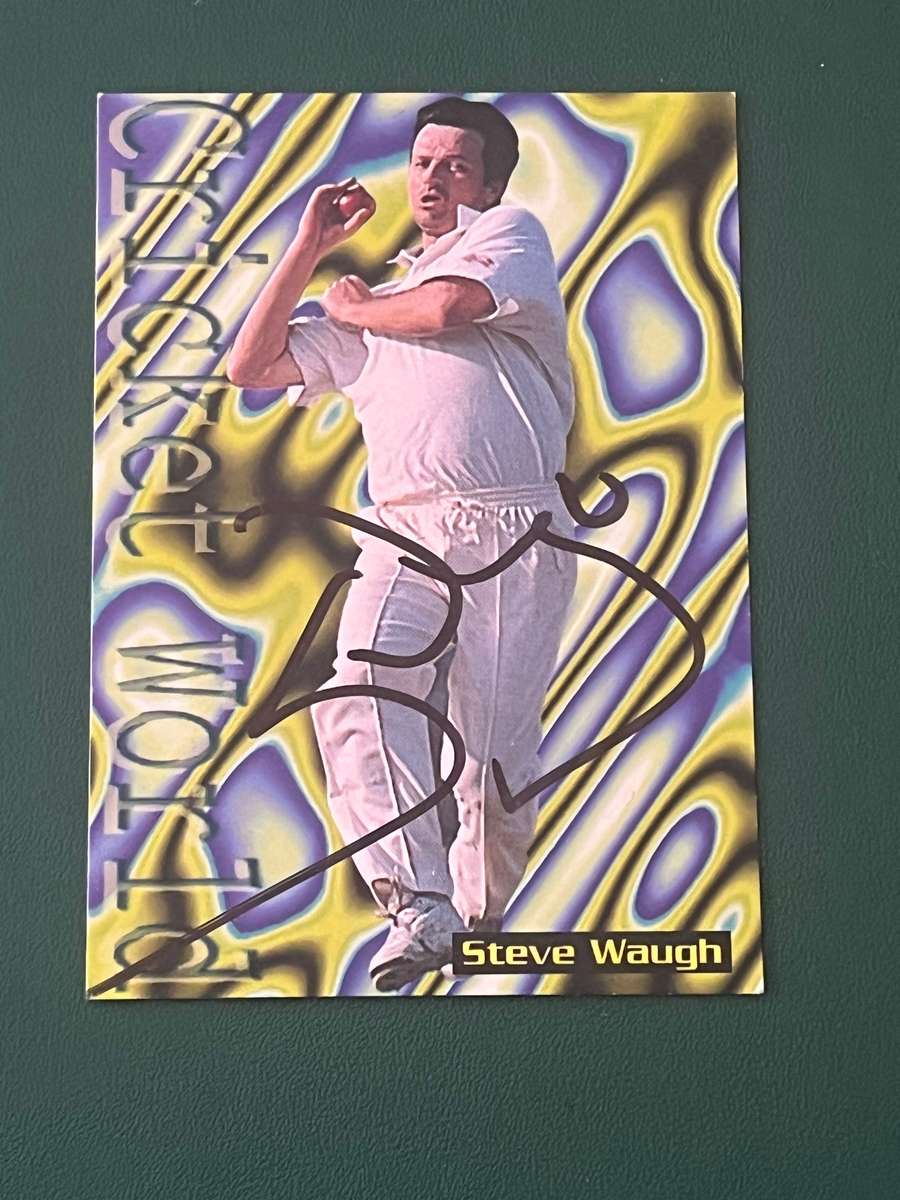 Sporting Memorabilia - Cricket Card - *SIGNED* Steve Waugh 1996 Sports ...