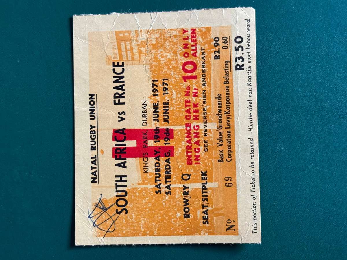 Sporting Memorabilia - Rugby Ticket - South-Africa vs France 19/06/1971 ...