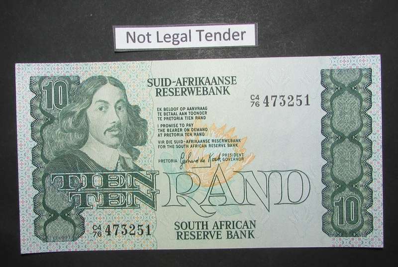 MH de Kock - South Africa 10 Rand Note was sold for 16.00 on 11 Aug at 20:46 by JBLAuctioneers ...