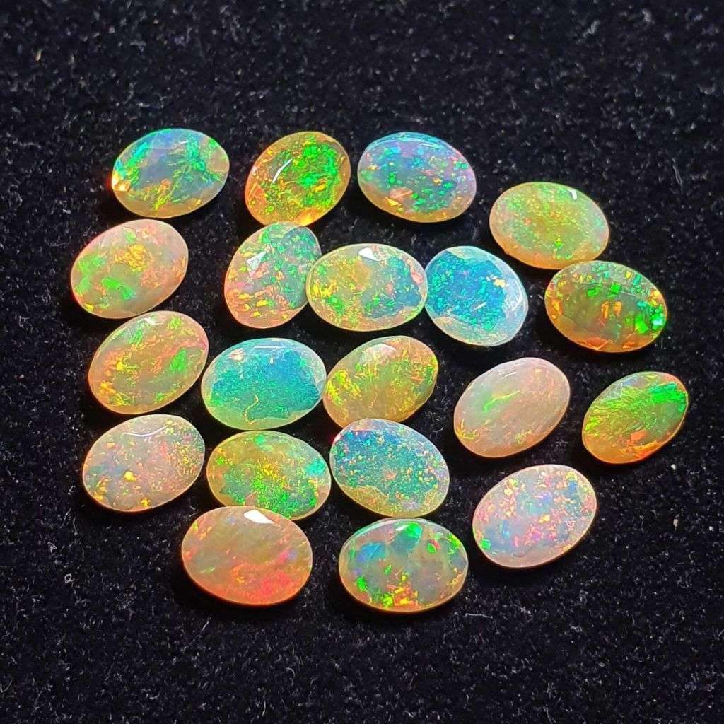 Opal - Opal Oval Cabochon 5x7mm Multi Colours Glittering Rainbow 3D! Ethiopian Natural for sale ...