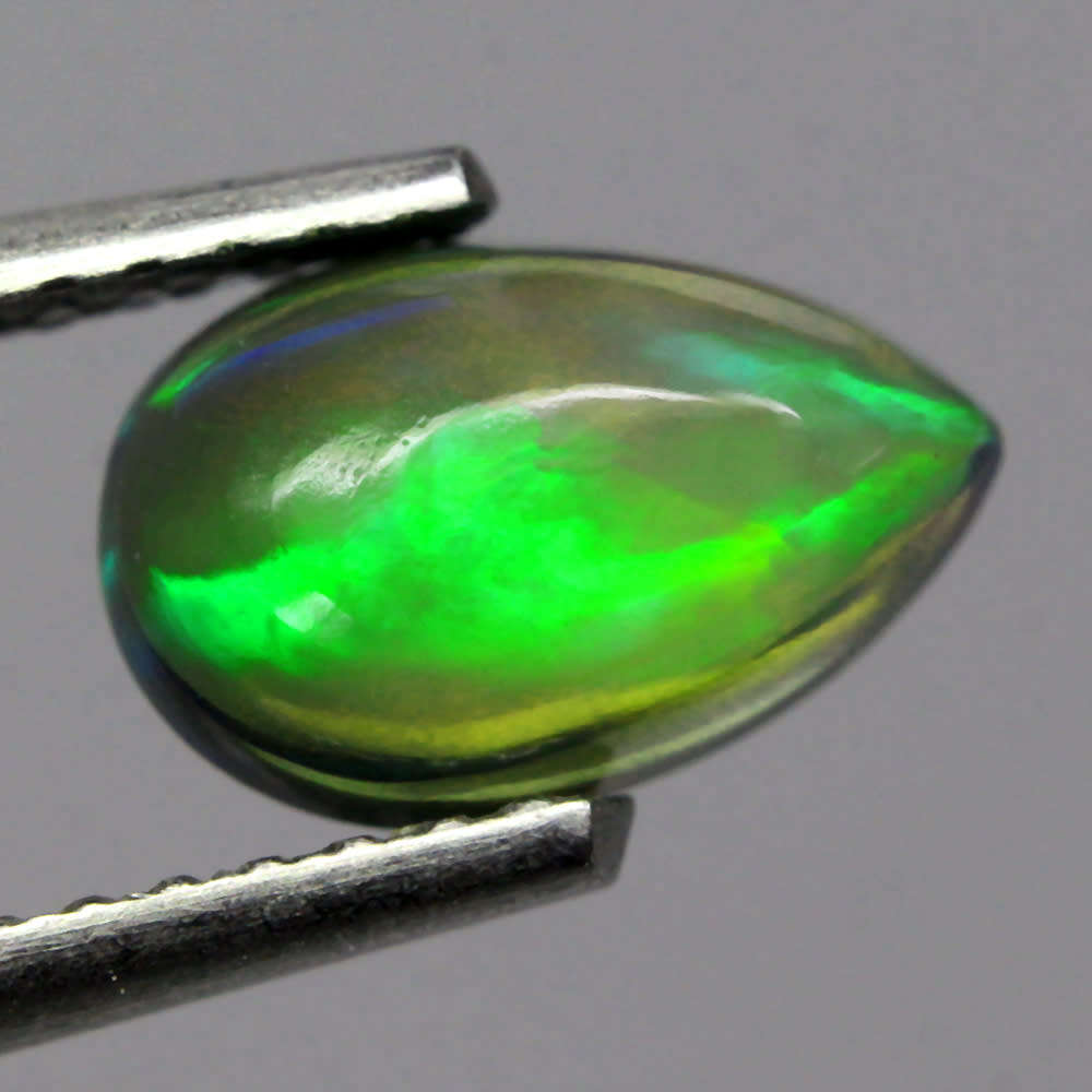 Opal - 0.68Ct. Opal Pear Cabochon Multi Colours Glittering Rainbow 3D! Ethiopian Natural for ...