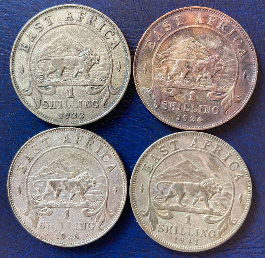 Africa - East Africa 1922, 1924, 1924 & 1941 Shillings for sale in Pretoria / Tshwane (ID:629105935)