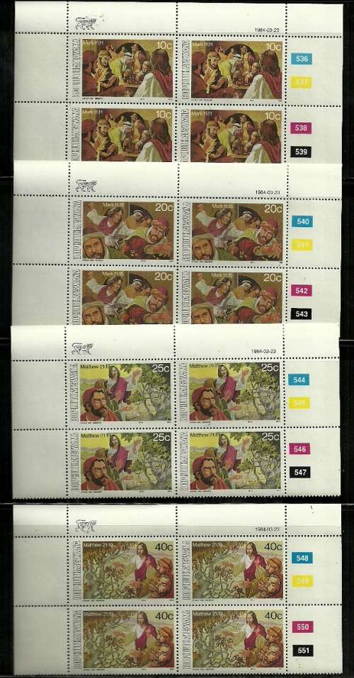 Bophuthatswana - Bophuthatswana - 1984 Easter ( 4th Series ) Full Set of Control Blocks of 4 MNH ...