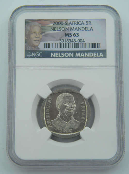 Other Mandela Coins - AU63 Nelson Mandela 2000 R5 coin graded by NGC - as per photo was sold for ...