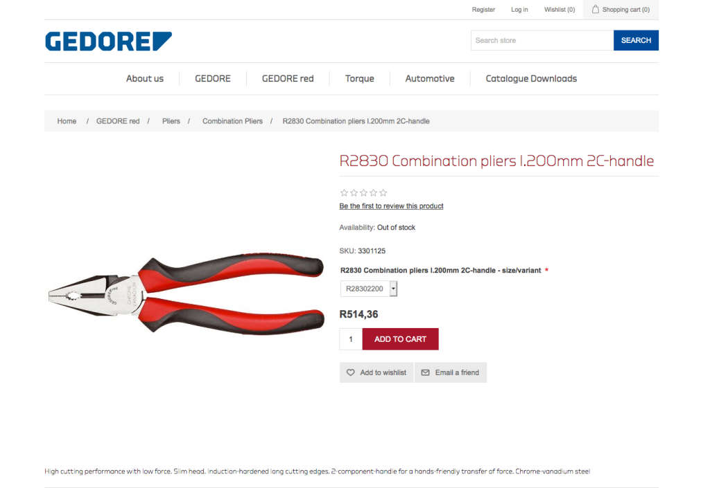 Pliers - GEDORE - R28302200 - Combination pliers with 2C-handle ...