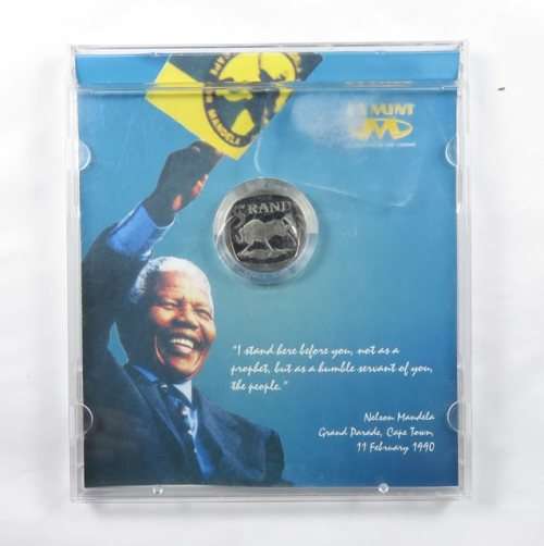 2000 R5 - NELSON MANDELA PROOF 5R COIN - YEAR 2000 - SOUTH AFRICAN MINT CO. was sold for 21.00 ...